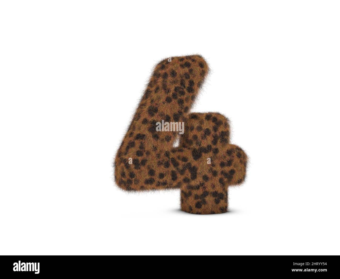 Fur number Four on a white background. 3d illustration Stock Photo - Alamy