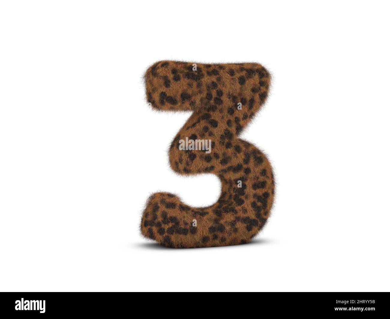Fur number Three on a white background. 3d illustration Stock Photo - Alamy