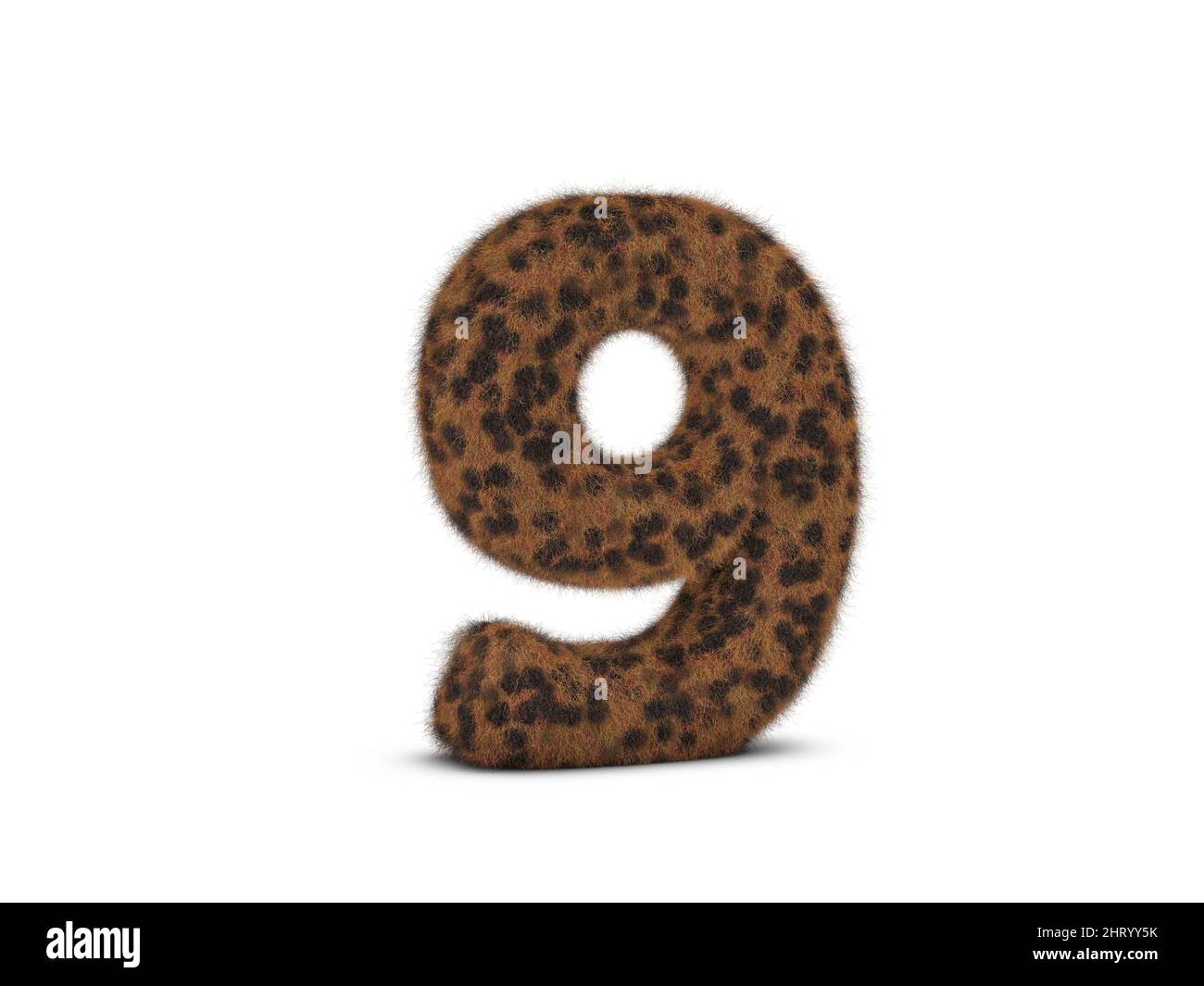 Fur number Nine on a white background. 3d illustration Stock Photo - Alamy