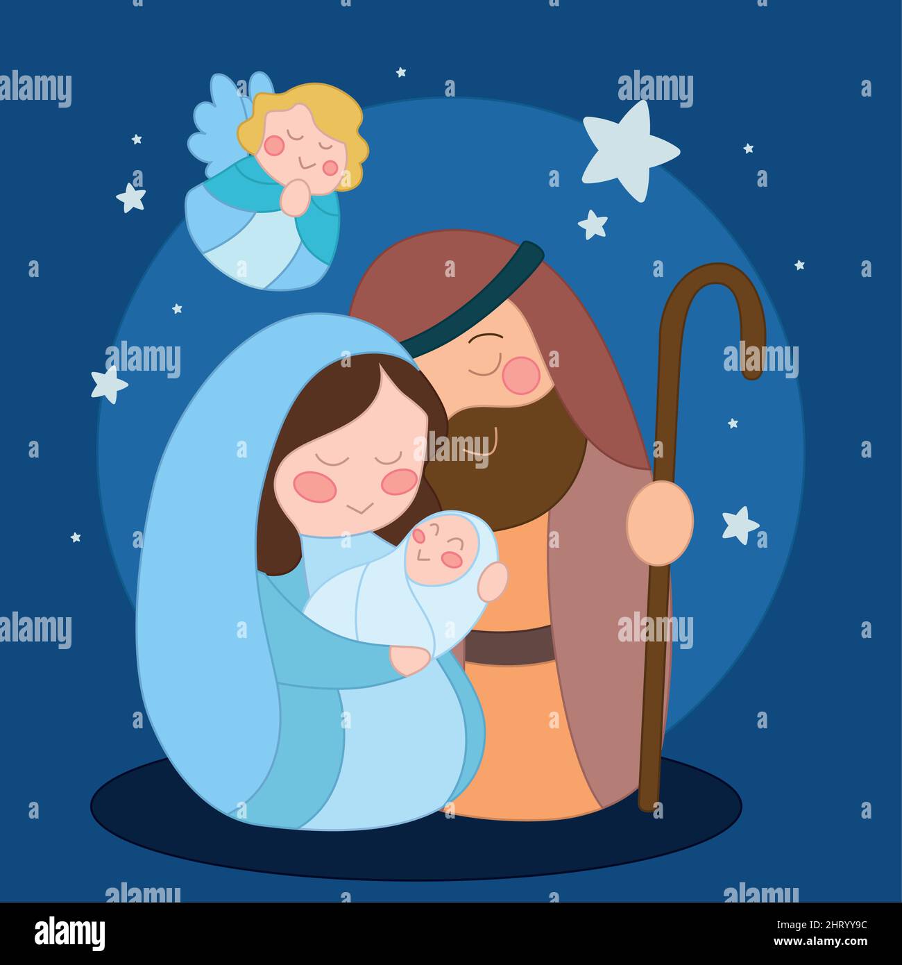 Cute cartoon kawaii of nativity image Vector Stock Vector Image & Art ...