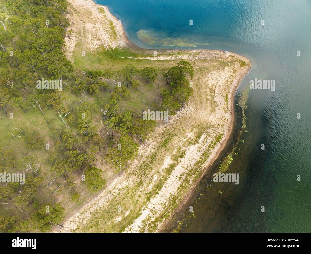 Eungella Dam Queensland Australia with low water levels showing texture ...