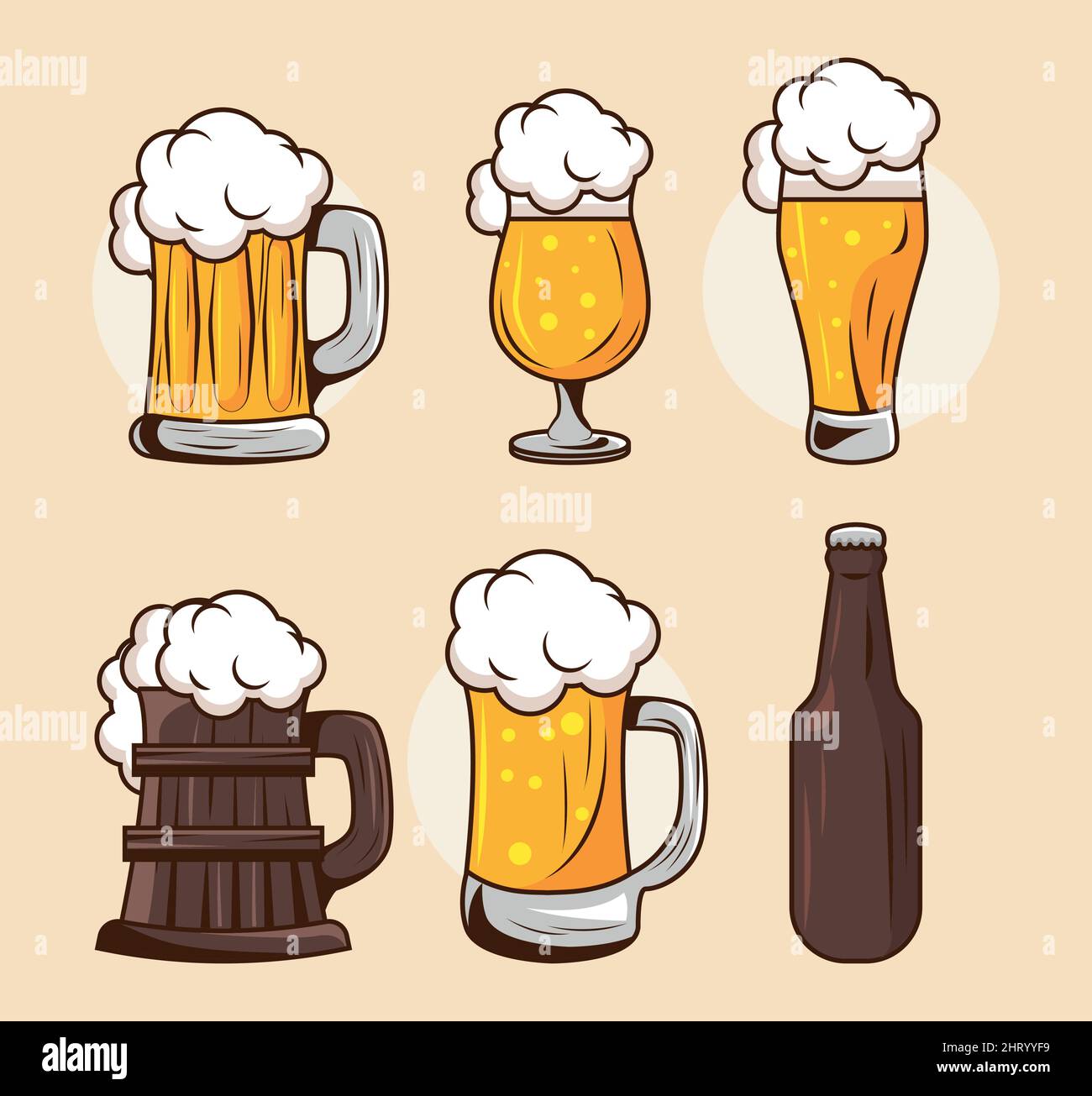 six beers drinks icons Stock Vector Image & Art - Alamy