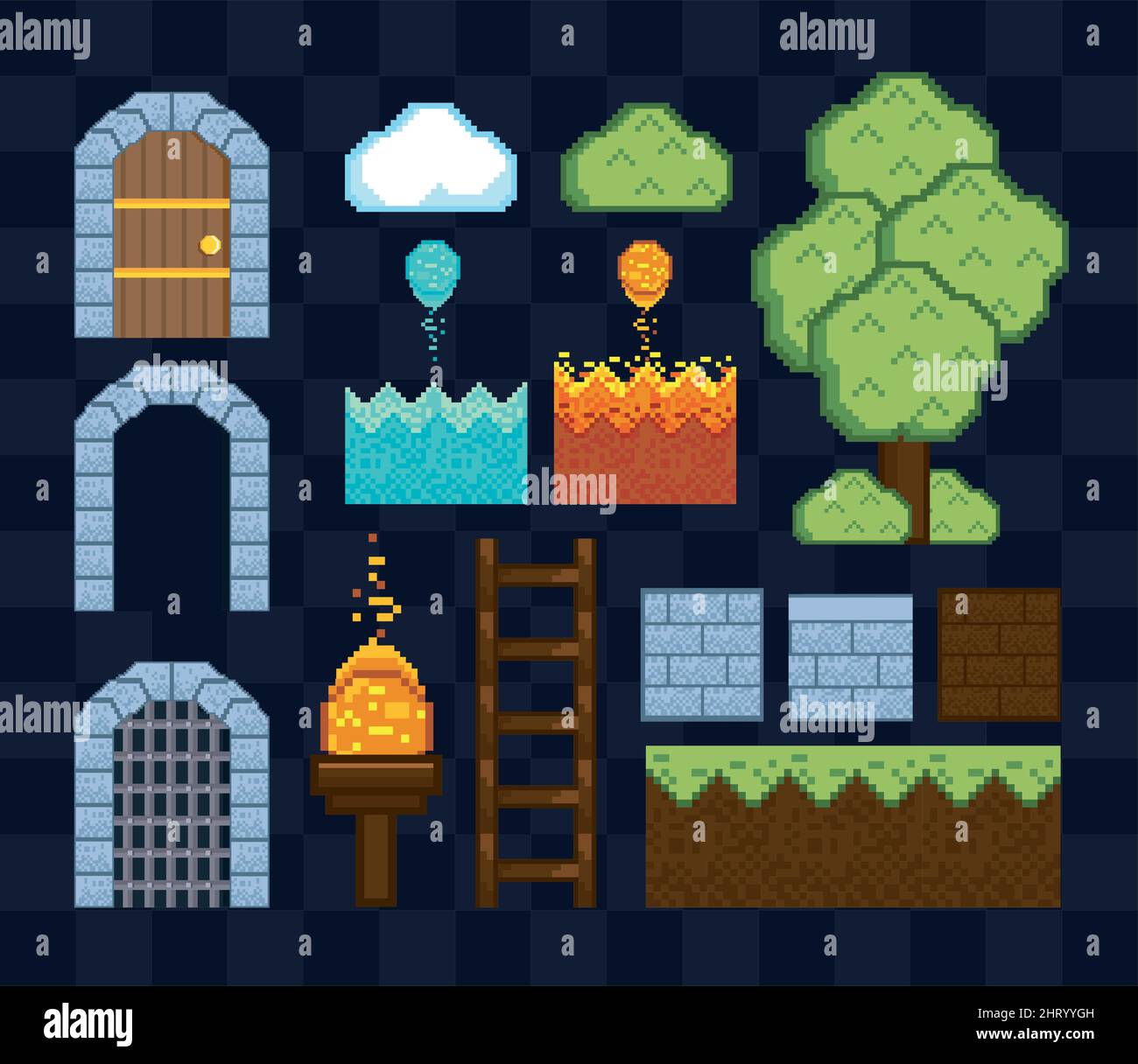 twelve pixel art icons Stock Vector Image & Art - Alamy