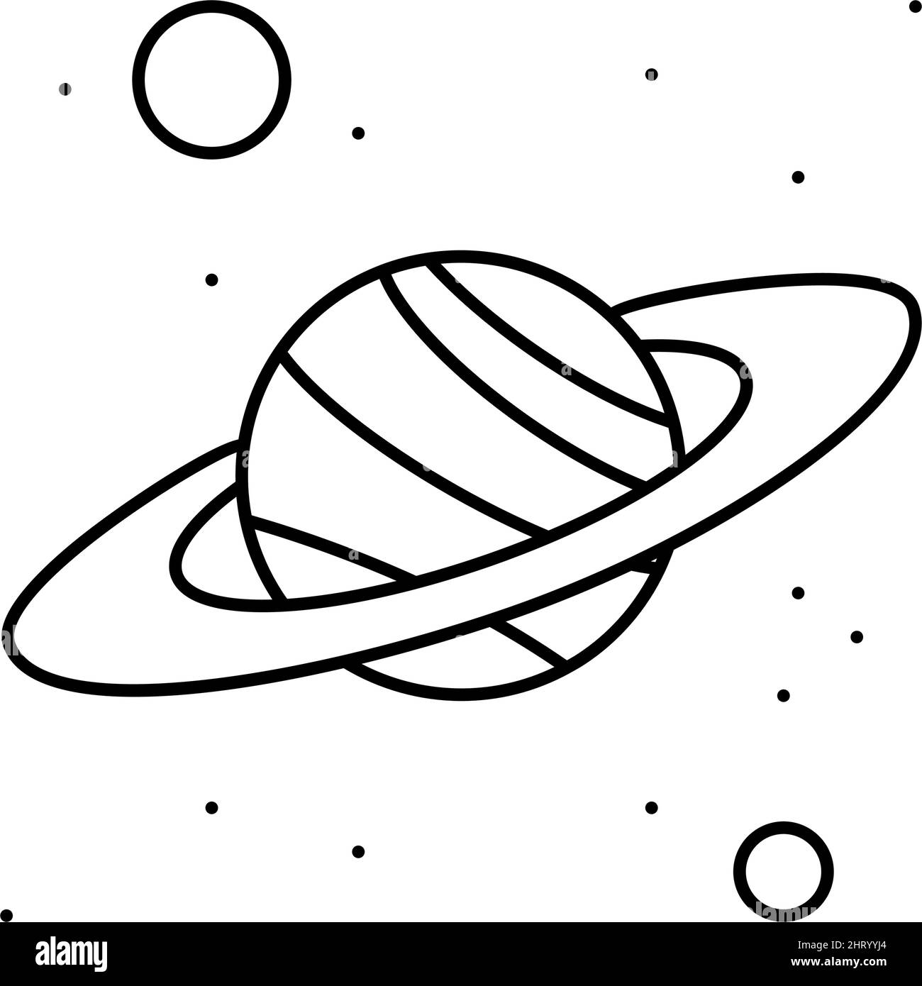 saturn planet line icon vector black illustration Stock Vector Image ...