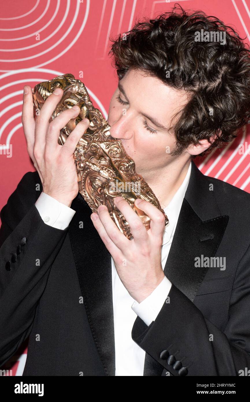 Paris, France. 26th Feb, 2022. Vincent Lacoste poses with the best ...