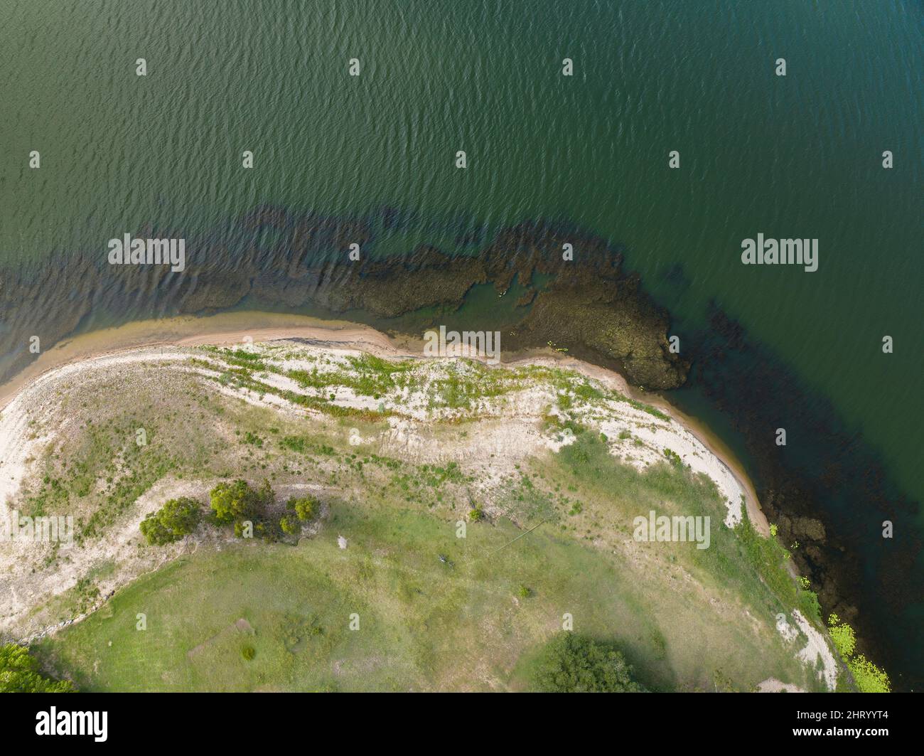 Eungella Dam Queensland Australia with low water levels showing texture ...