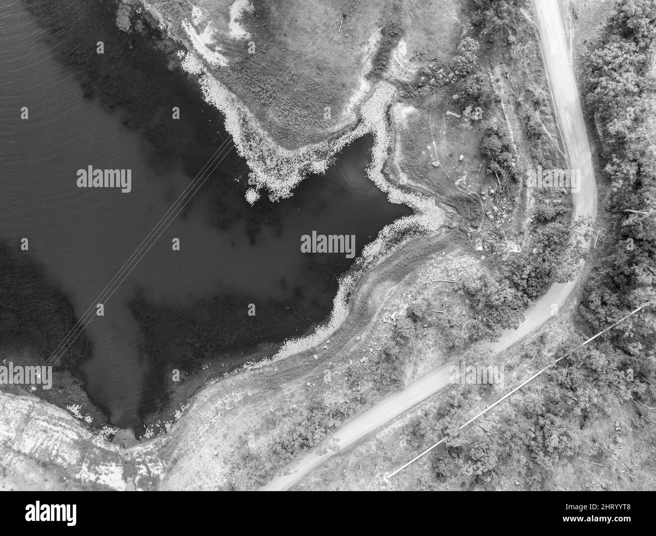 Eungella Dam Queensland Australia with low water levels showing texture ...