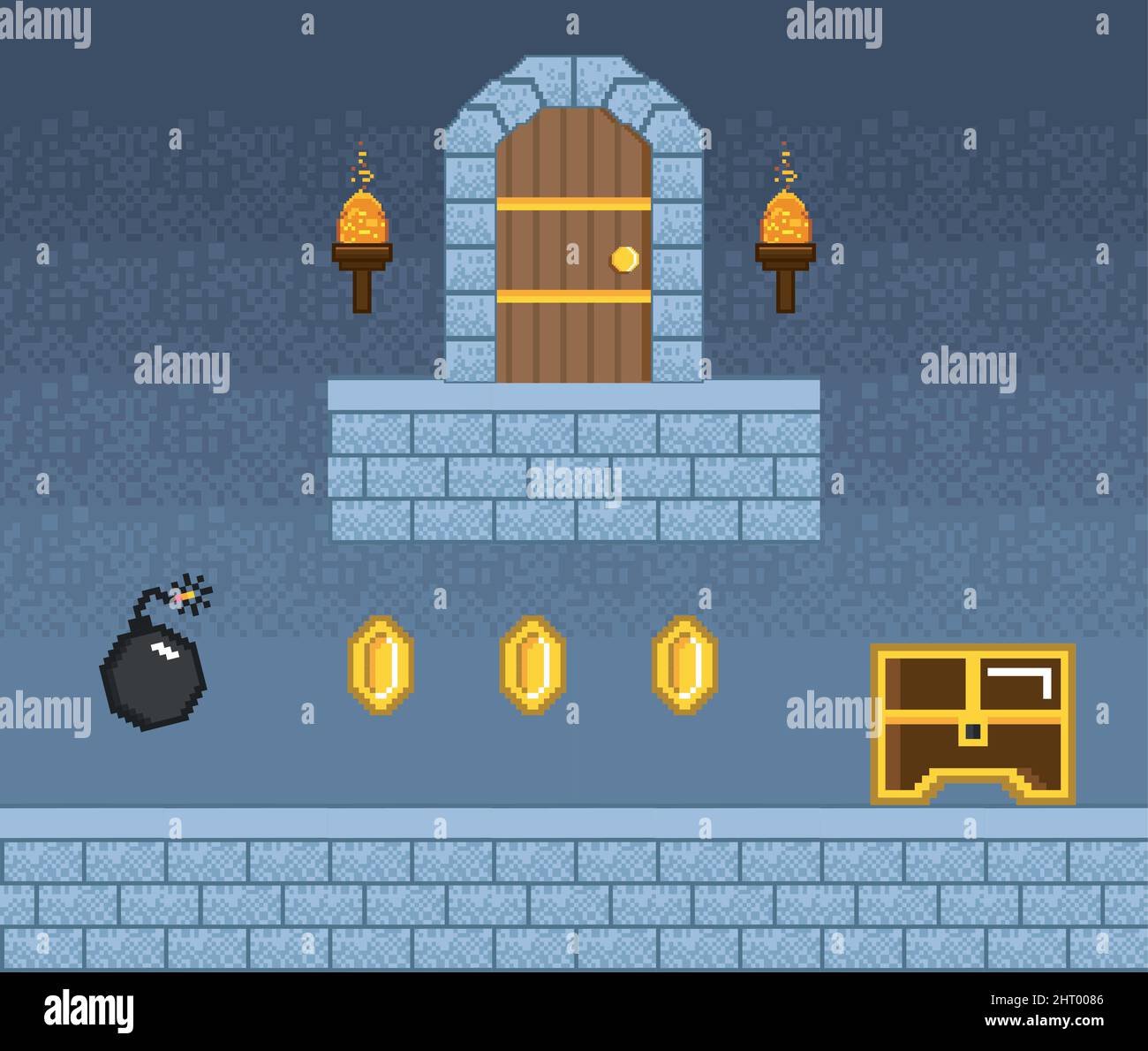 pixel art videogame scene Stock Vector Image & Art - Alamy