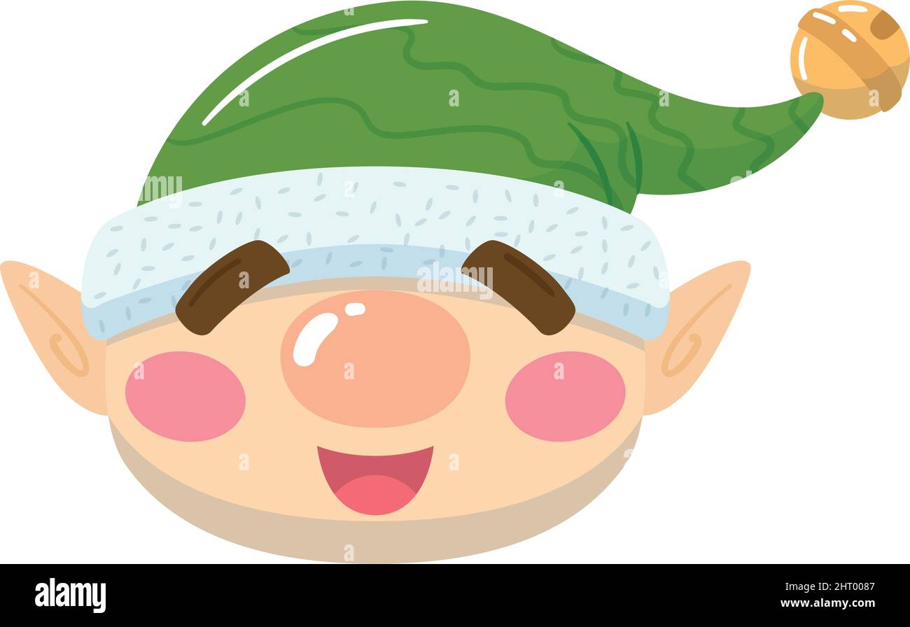 Elf face avatar cartoon kawaii Christmas season Vector Stock Vector ...