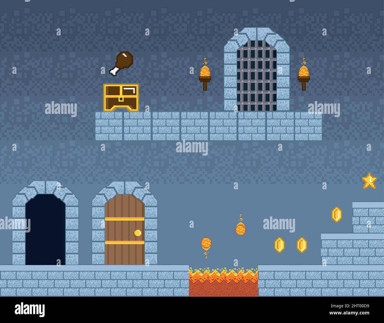 pixelart videogame castle scene Stock Vector Image & Art - Alamy