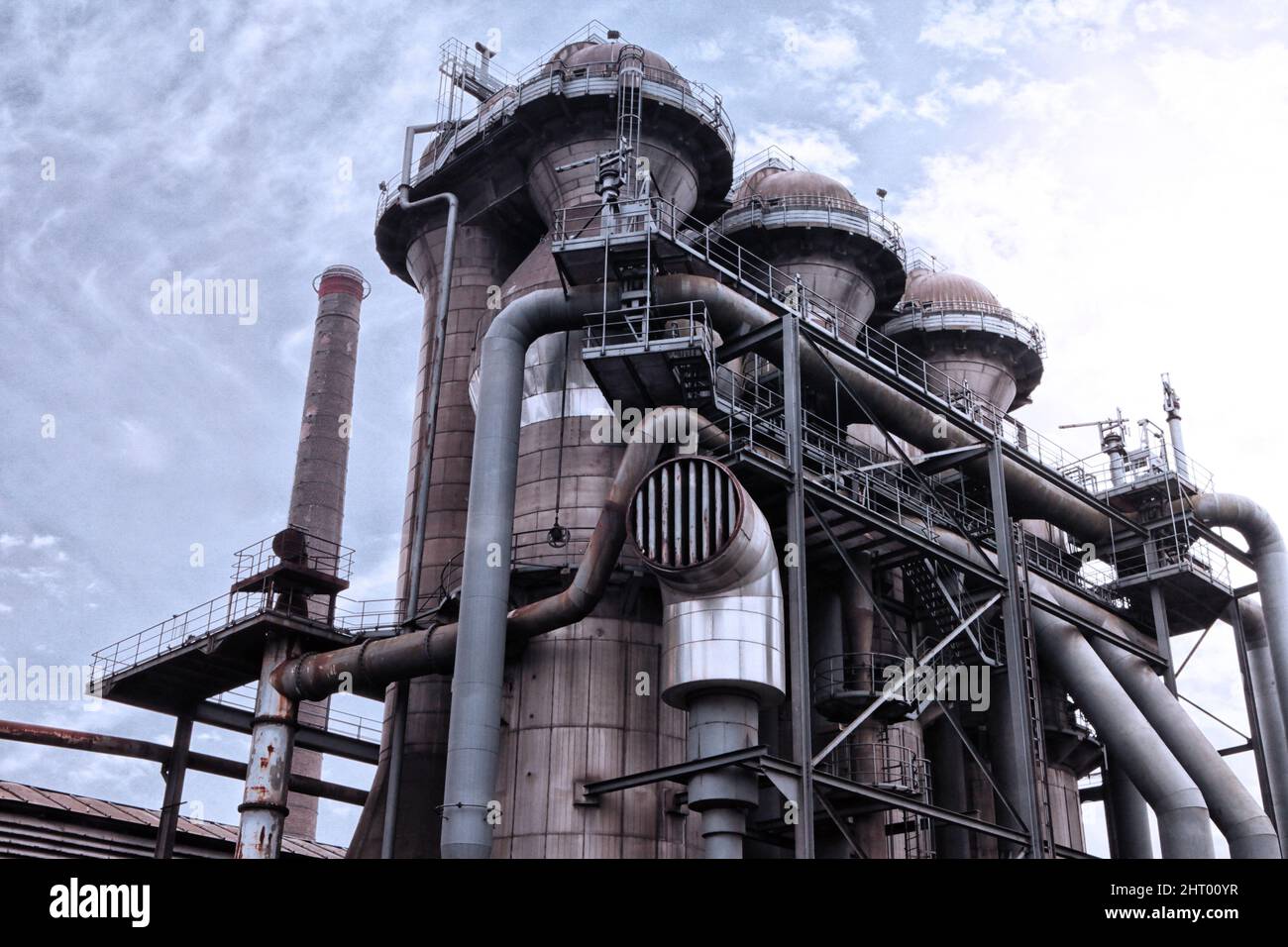 Low angle of abandoned factories Stock Photo - Alamy
