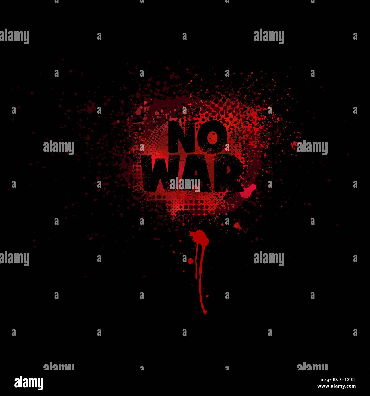 The concept of preventing war. The black text No to war is written on ...