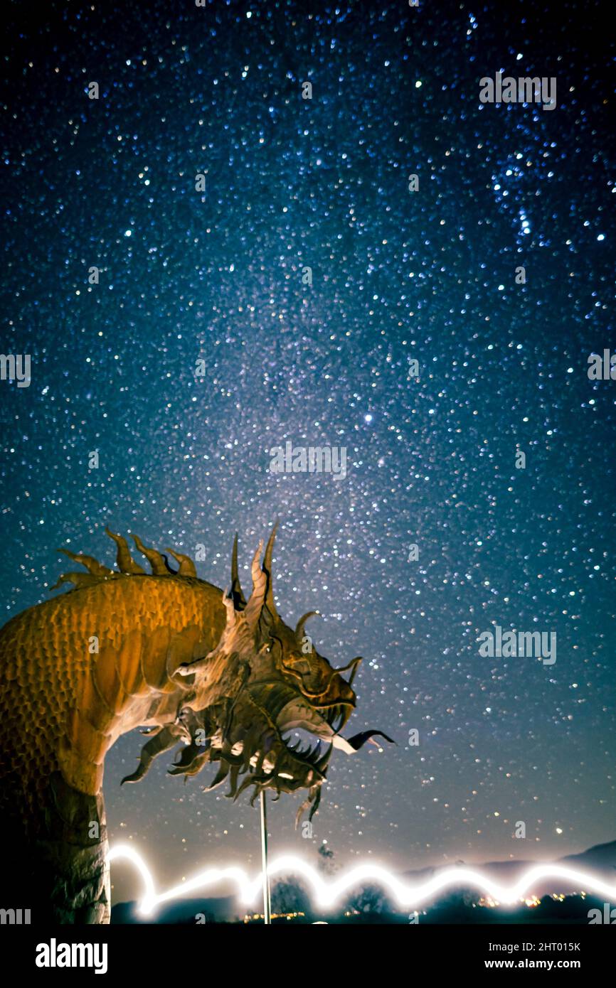 Traditional asian Celestial Dragon on a starry night sky Stock Photo ...