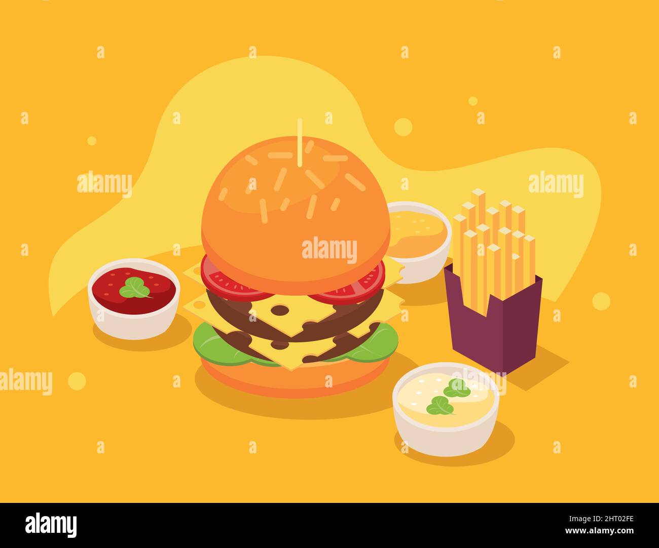 isometric burger and sauces Stock Vector Image & Art - Alamy