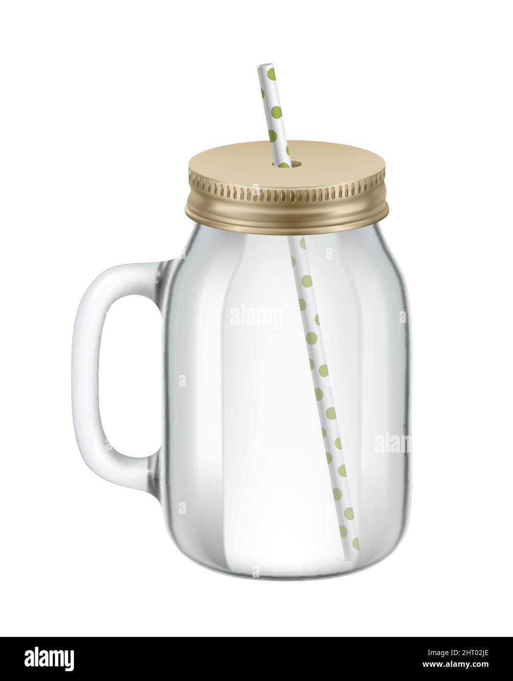 Realistic jar glass cup for detox water cocktail smoothie composition ...