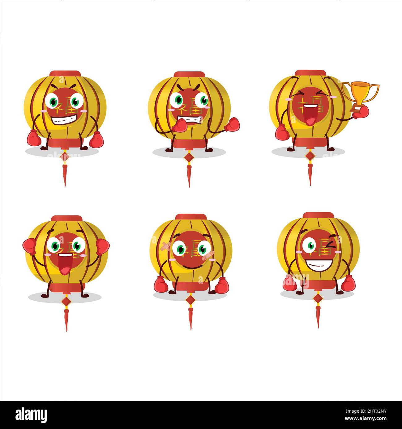 A sporty yellow chinese lamp boxing athlete cartoon mascot design ...