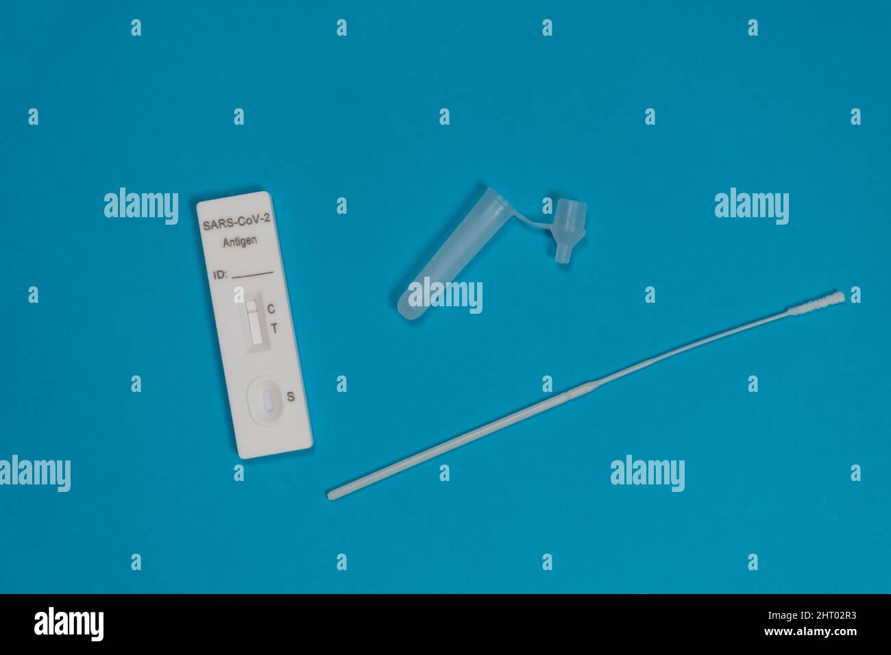 antigen test kit. This quick blood test shows a positive result for ...