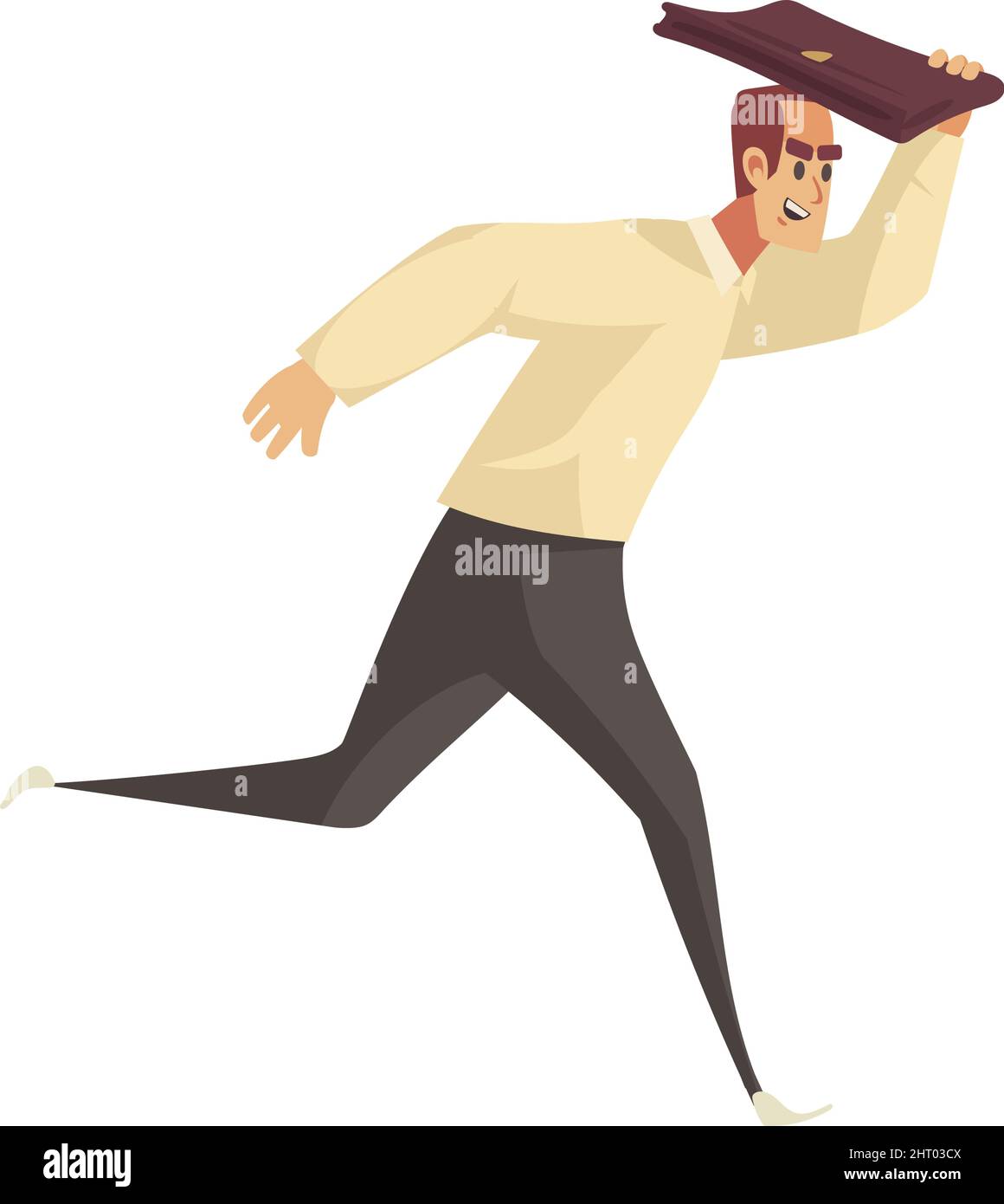 Bad weather rain composition with isolated character of running man ...