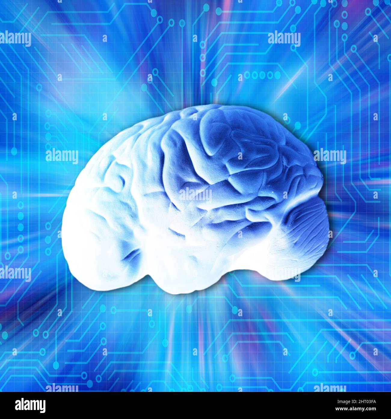 human brain and technology background Stock Photo - Alamy