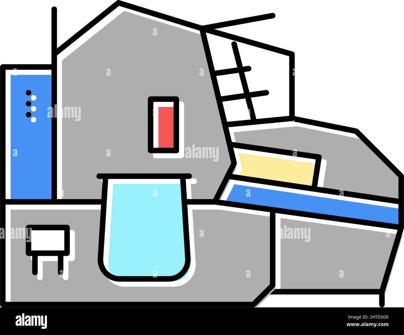 chicken meat manufacturing factory machine color icon vector ...