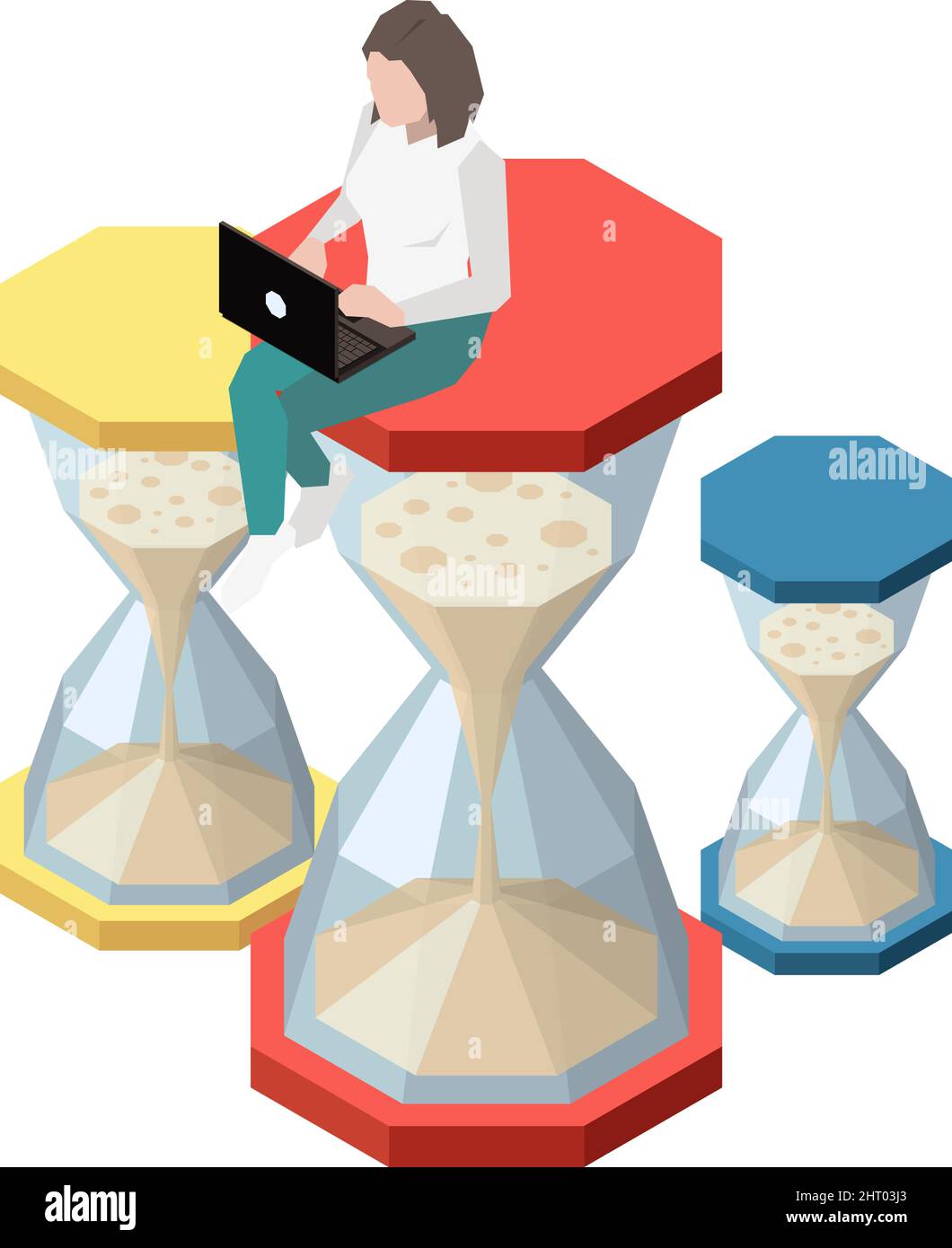Time management planning schedule deadline isometric composition with ...