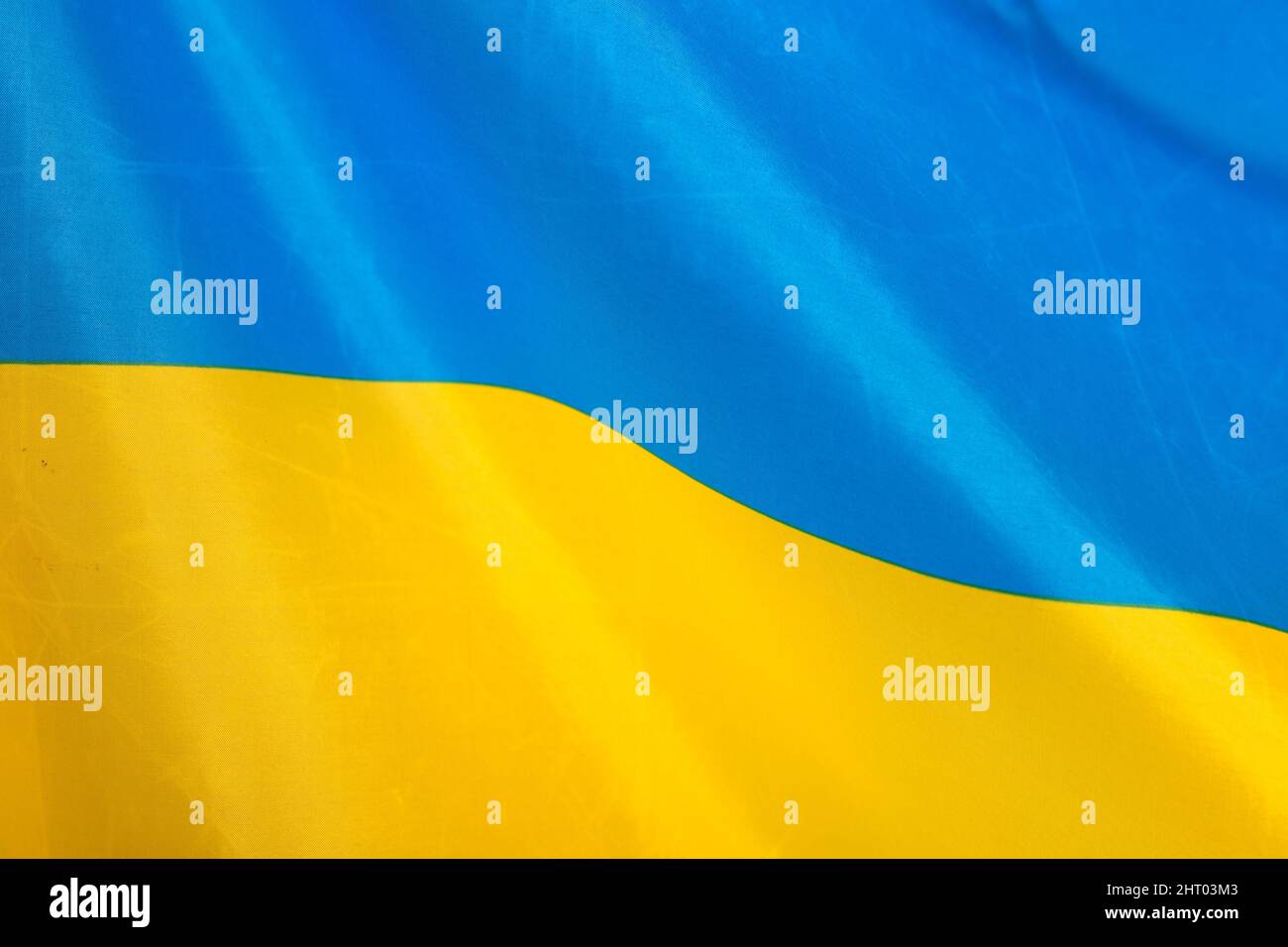 Flag of Ukraine, UA. Blue and yellow colors. Close up shot, background ...