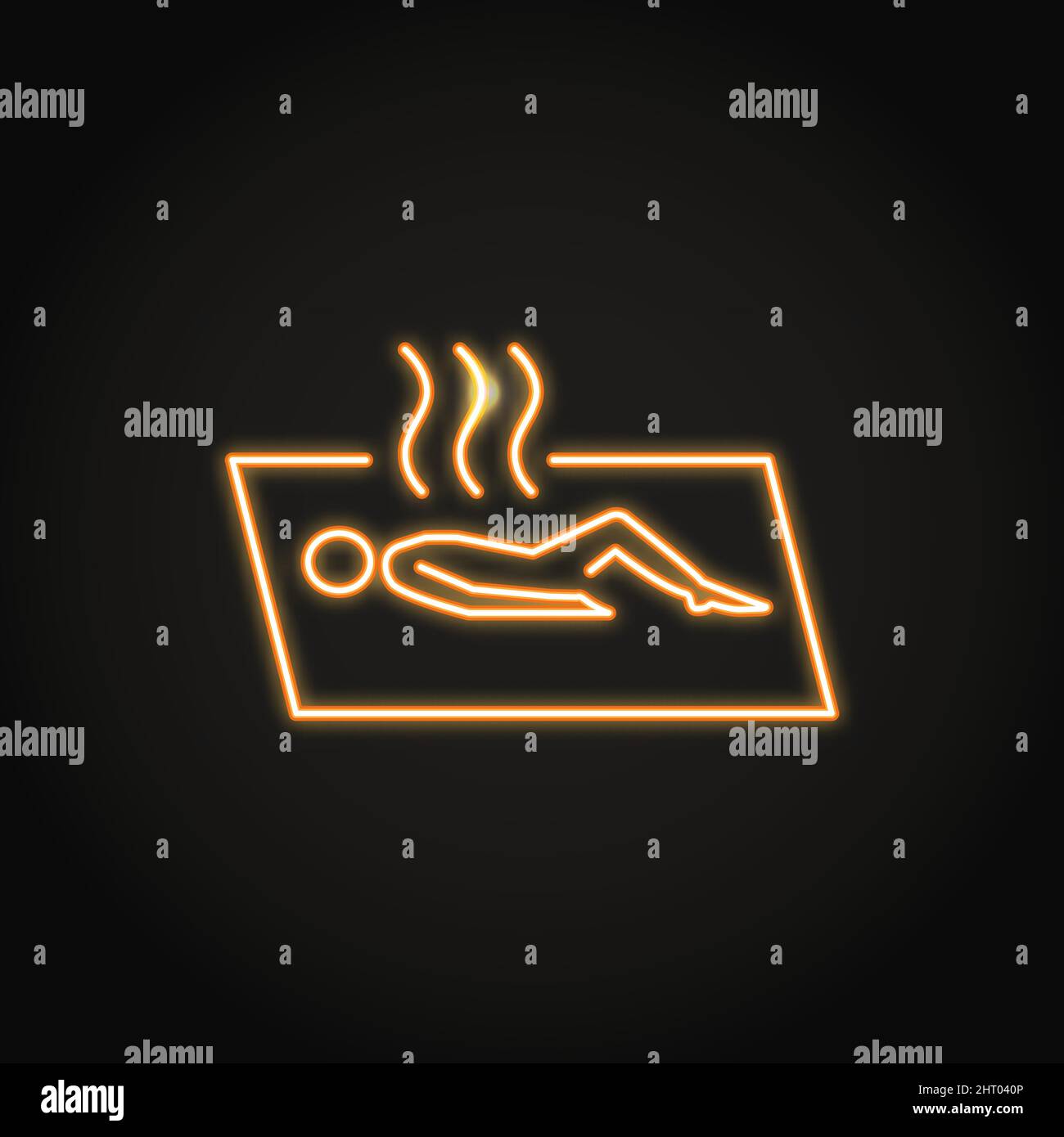 Neon muscle relaxation icon in line style. Lying down, meditation ...