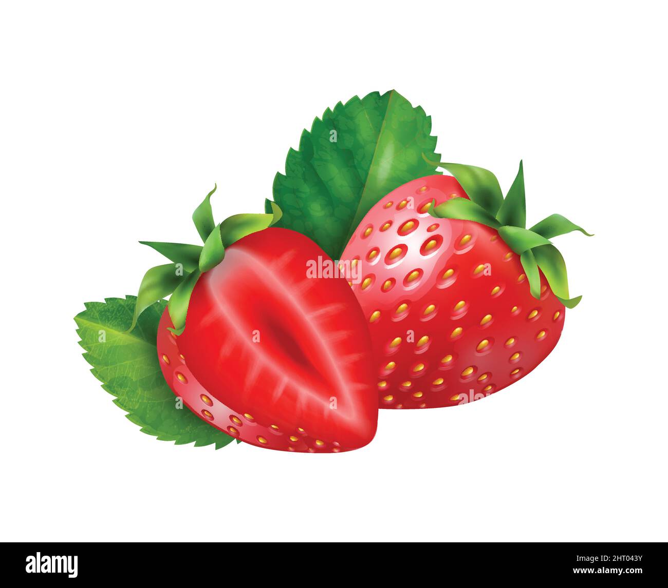 Realistic berries composition with isolated image of strawberry with ...