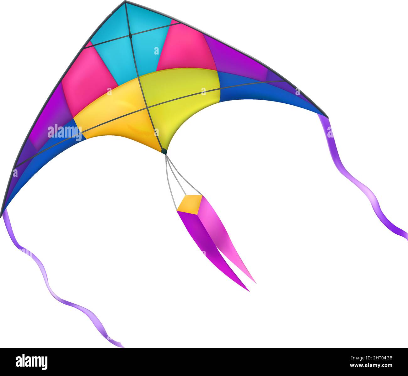 Realistic kite composition with realistic image of colorful kite on ...