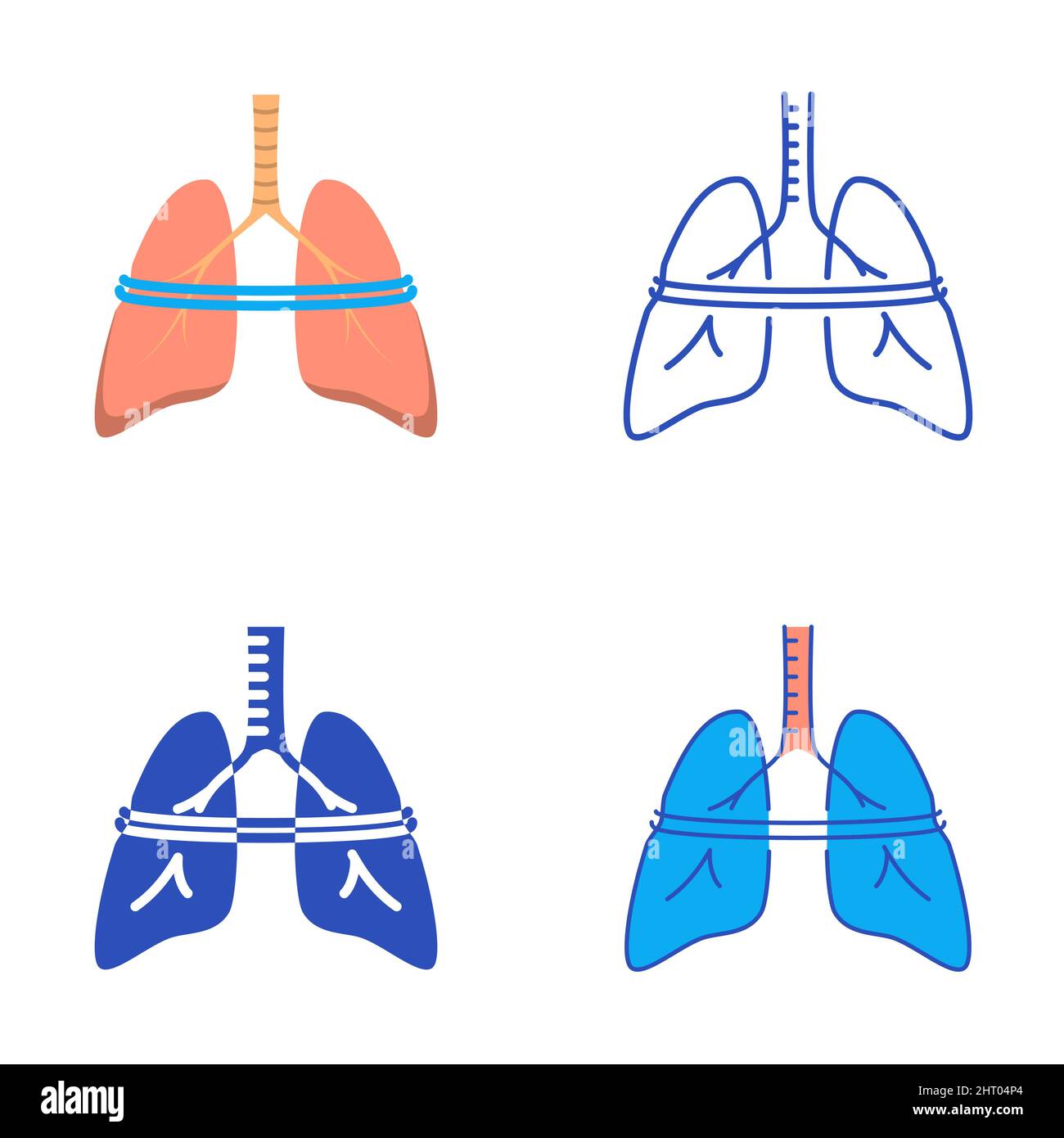 Shortness of breath icon set in flat and line style. Dyspnea symbol ...