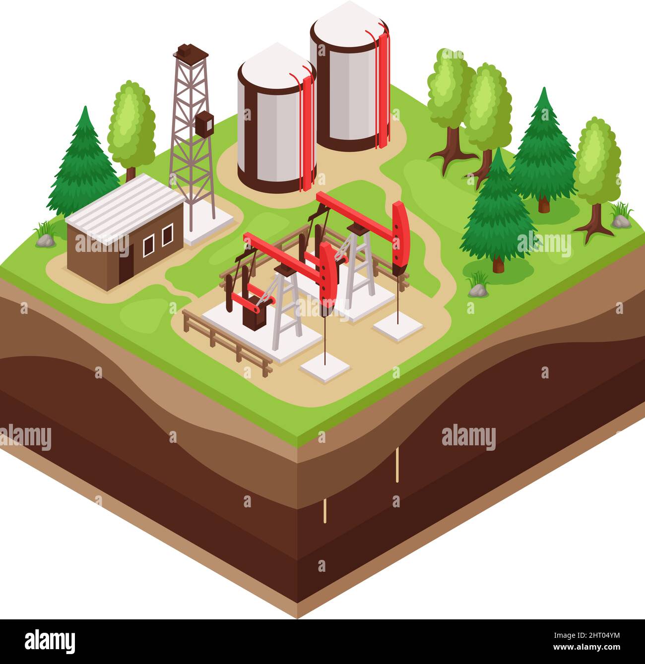Isometric natural environmental land resources composition with oil ...