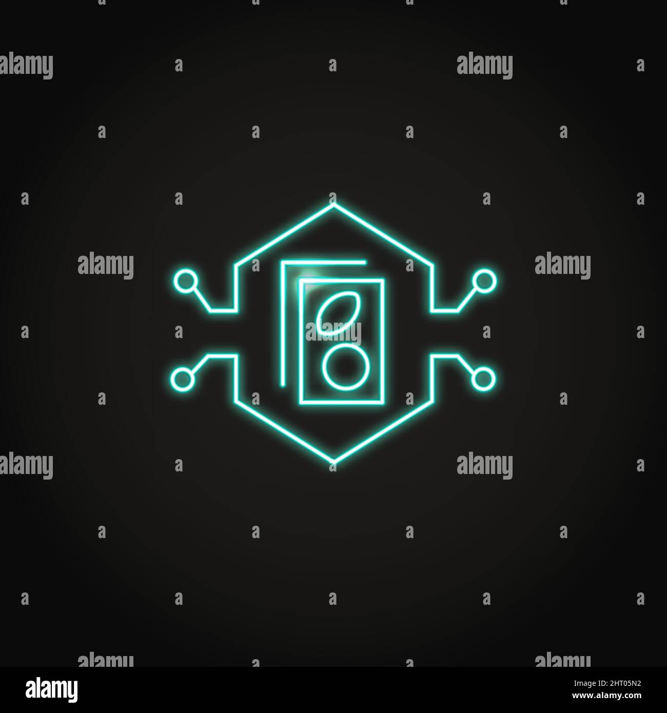 Neon NFT card icon in line style. Non fungible token concept. Vector ...