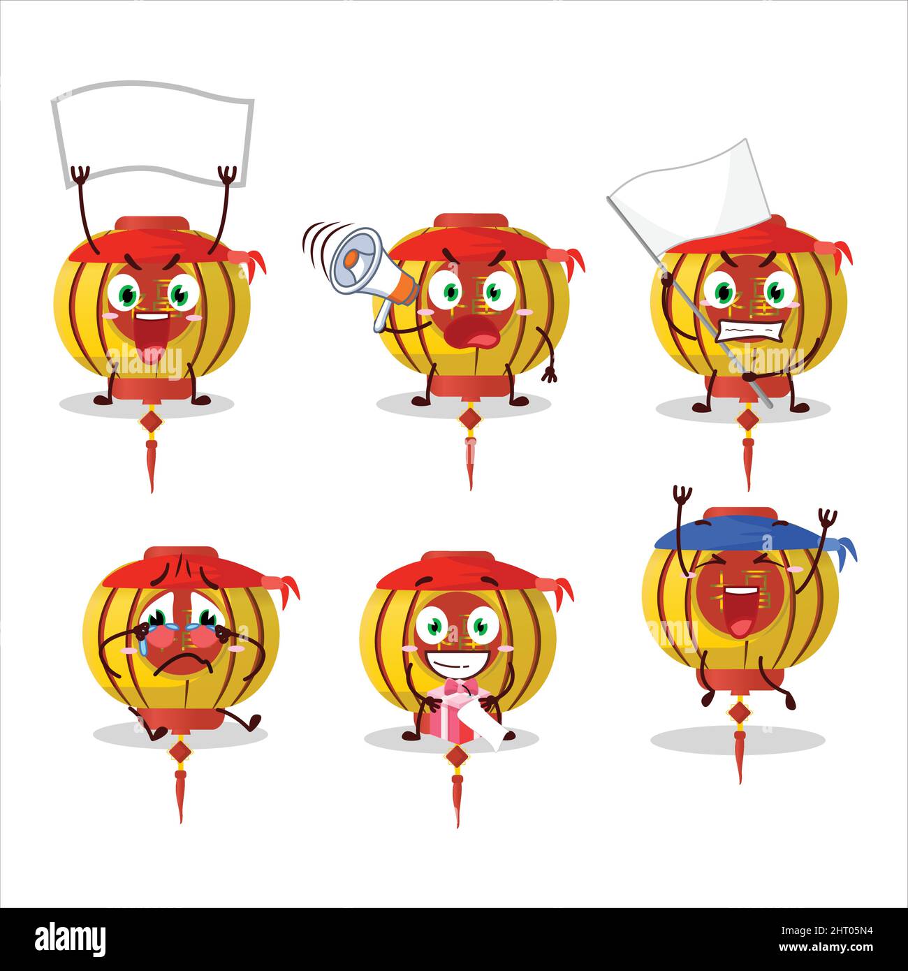 Mascot design style of yellow chinese lamp character as an attractive ...