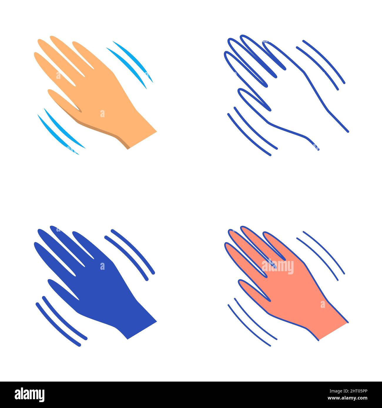 Trembling icon set in flat and line style. Hand with tremor. Stress ...