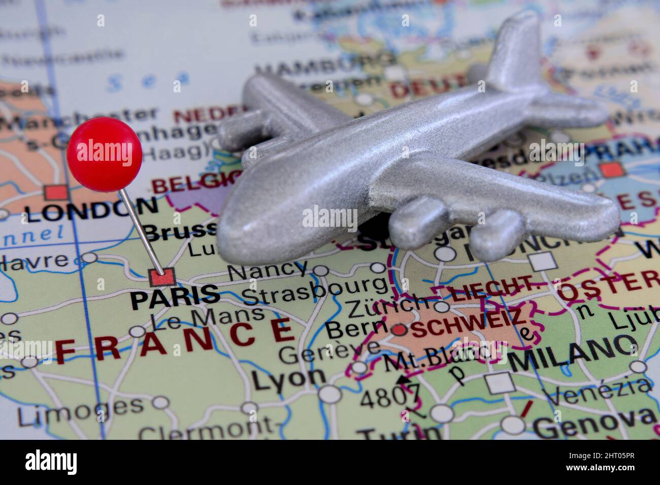 Paris located on map in France Stock Photo - Alamy