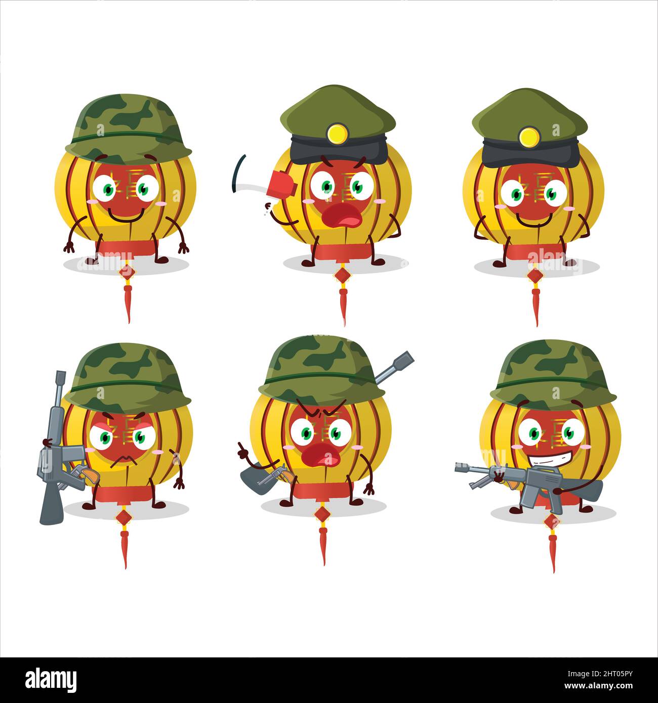 A charming soldier yellow chinese lamp cartoon picture bring a gun ...
