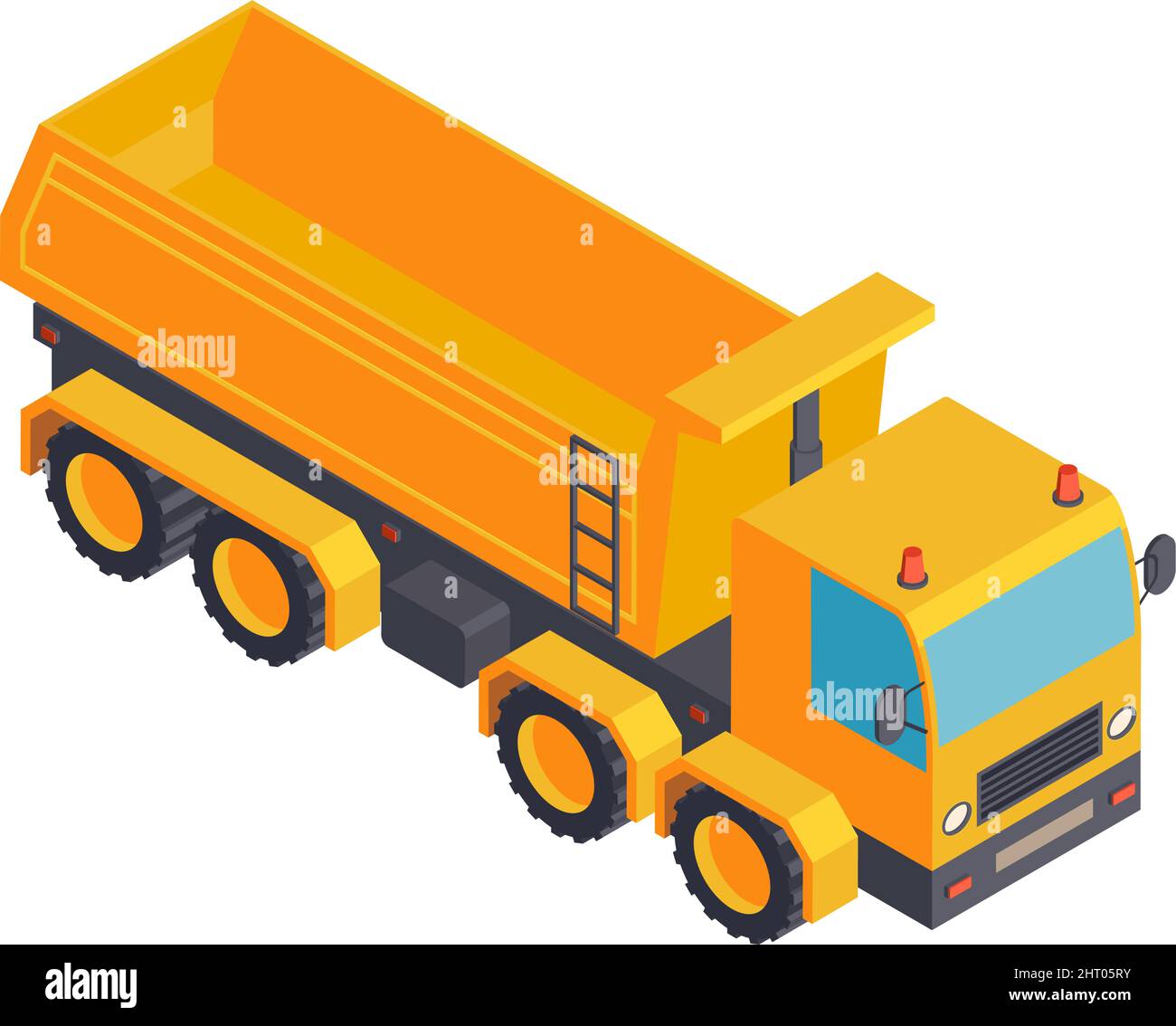 Yellow truck lorry isometric icon on white background vector ...