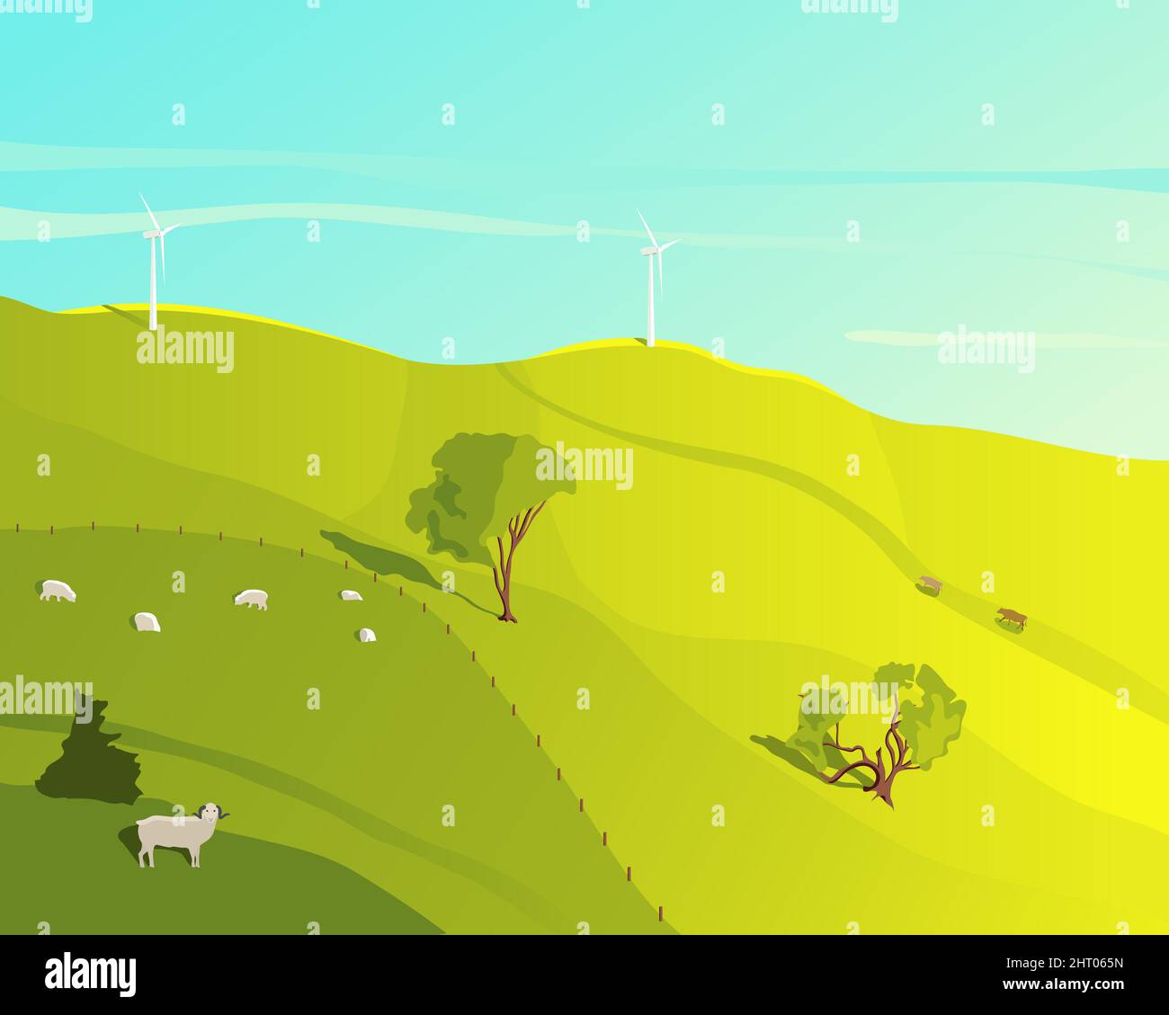 Wind farm, illustration Stock Photo - Alamy