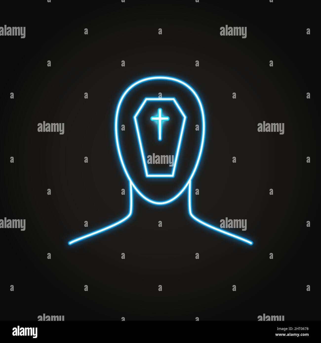 Neon fear of dying and death icon in line style. Vector illustration ...