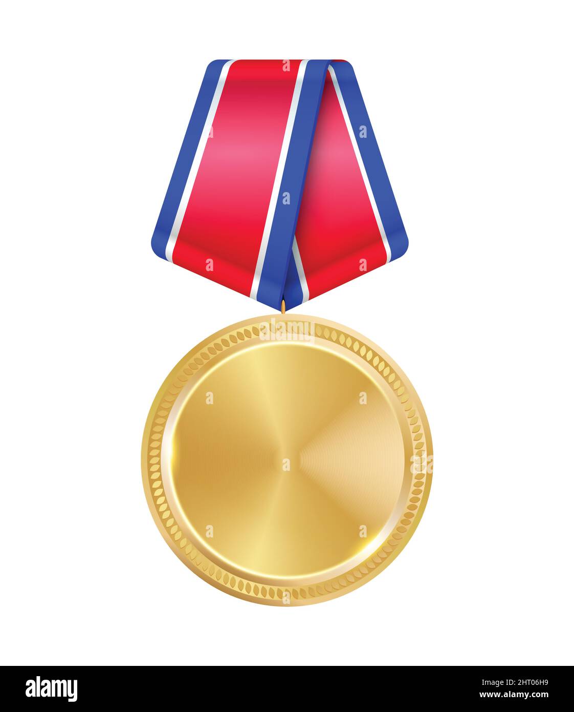 Award medal realistic composition with isolated image of circle shaped ...