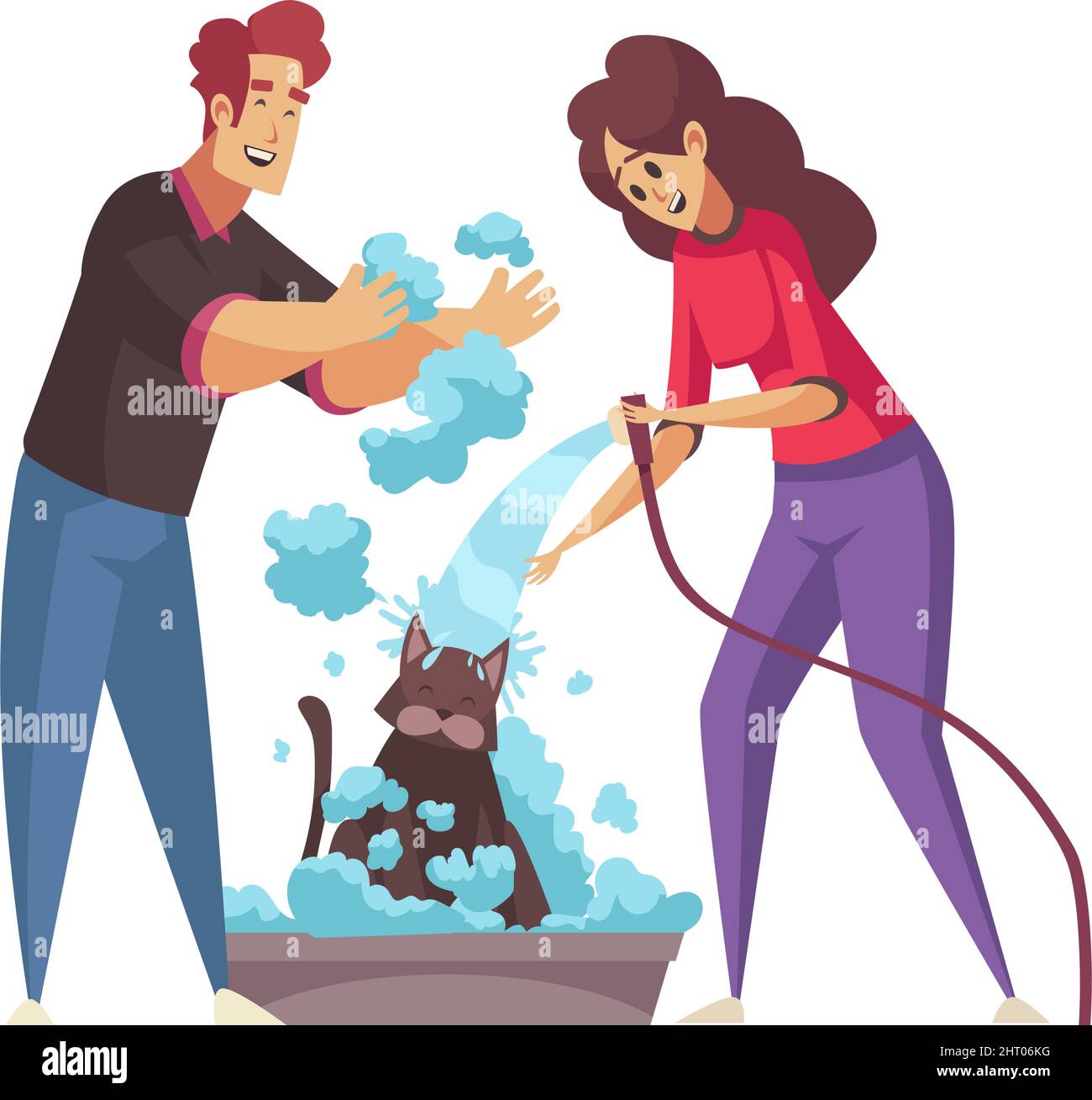 Cat brushing Stock Vector Images - Alamy