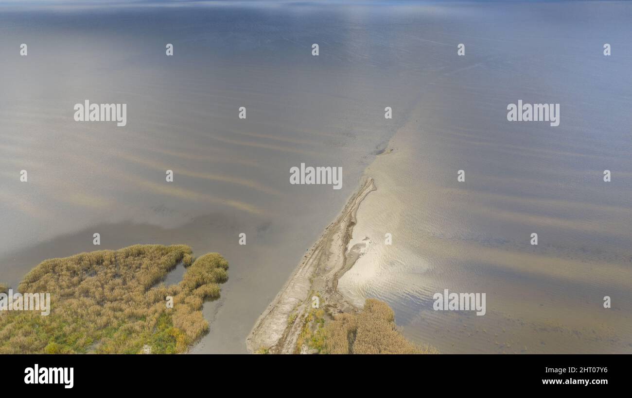 Aerial view of the autumn colored coastal zone of Lake Peipsi Stock ...