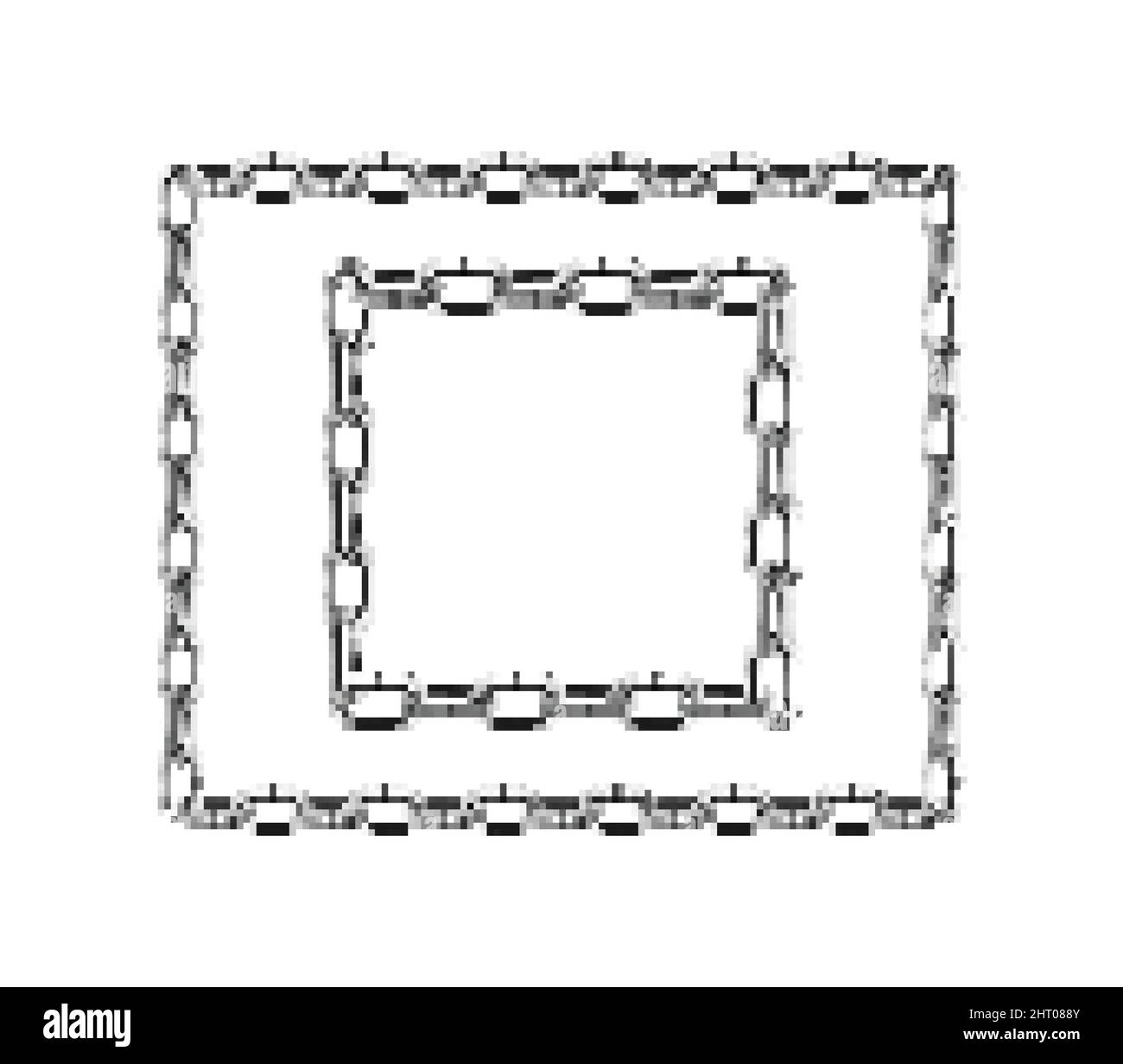 Metal chain frame realistic composition of rectangular shaped silver ...