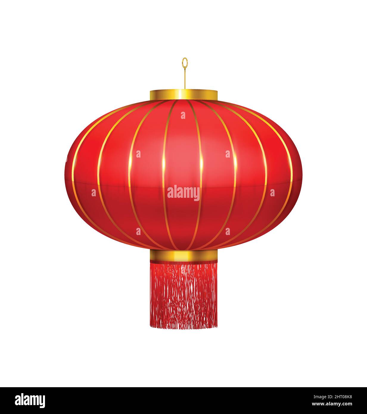 Red chinese lantern of circular shape realistic composition with ...