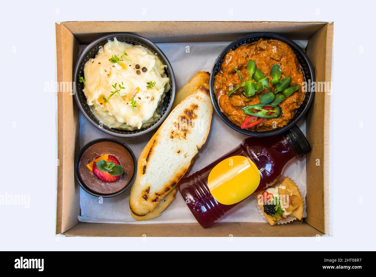 Georgian lunch box view, meat and potatoes Stock Photo - Alamy