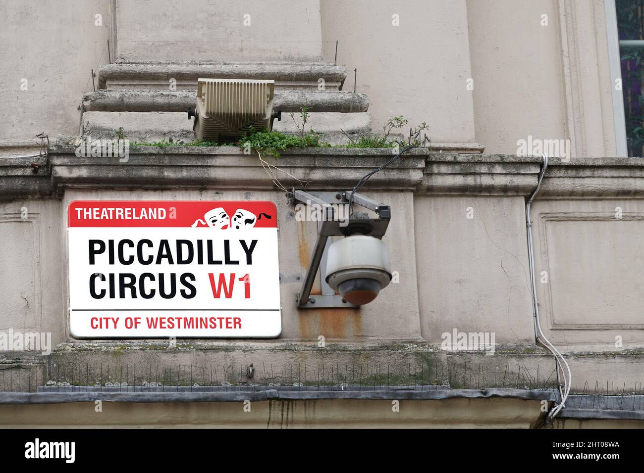 Street sign for Piccadilly Circus, W1, City of Westminster, London ...