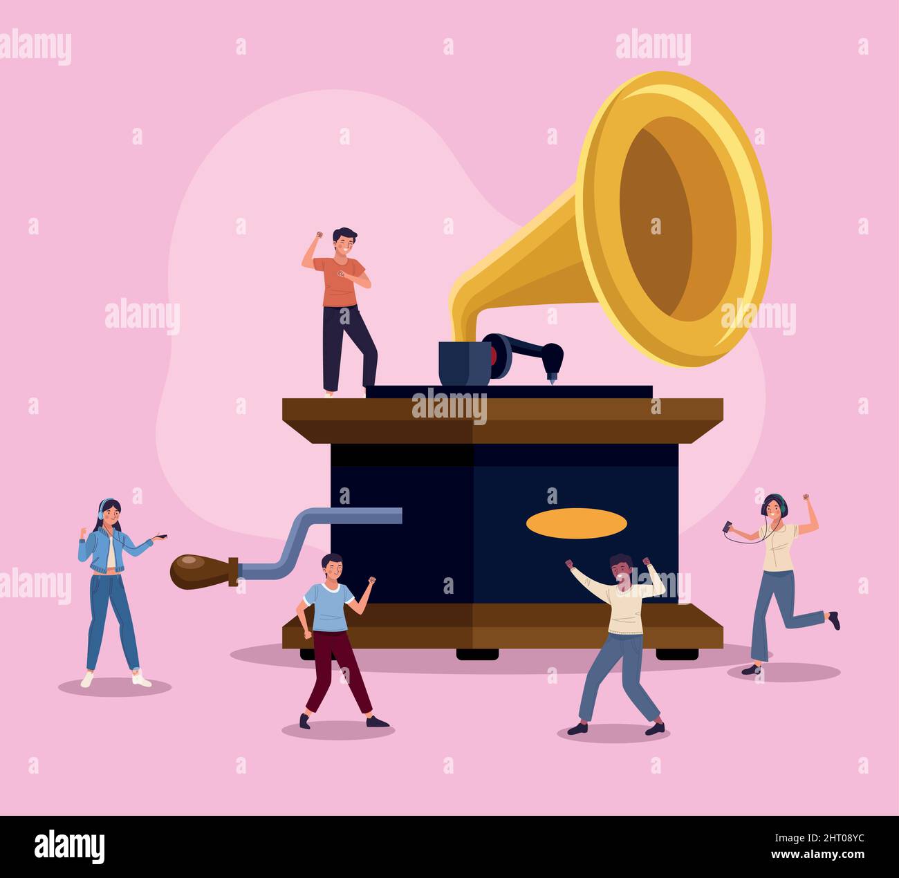 people dancing with gramophone Stock Vector Image & Art - Alamy
