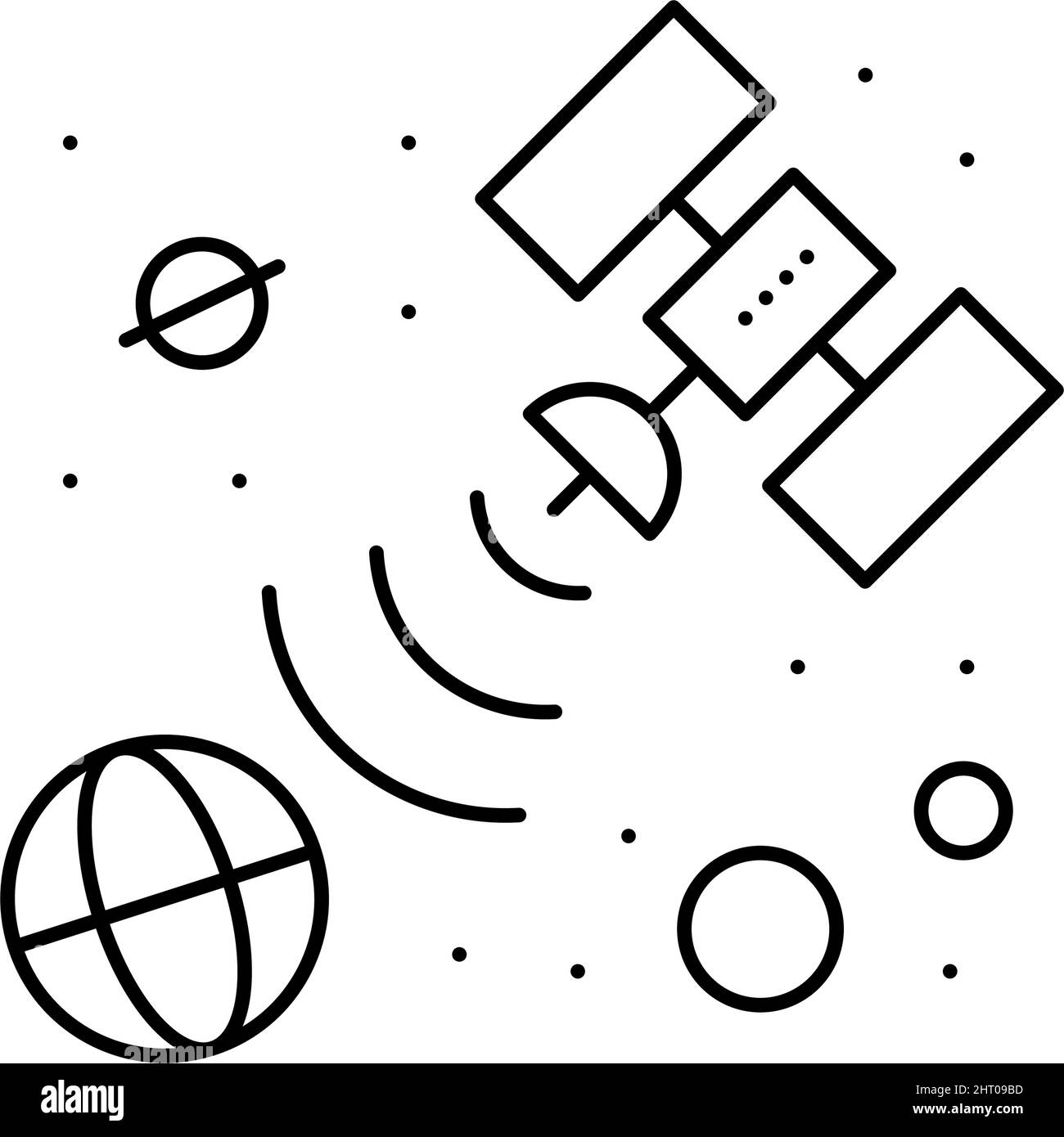 satellite sending signal on earth line icon vector illustration Stock ...