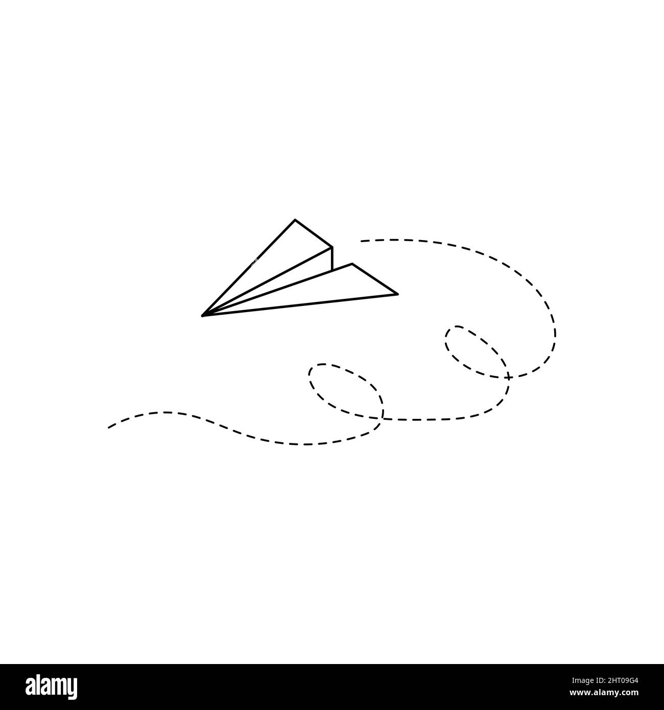 Paper airplane vector icon. Doodle outline style paper airplane. Simple ...