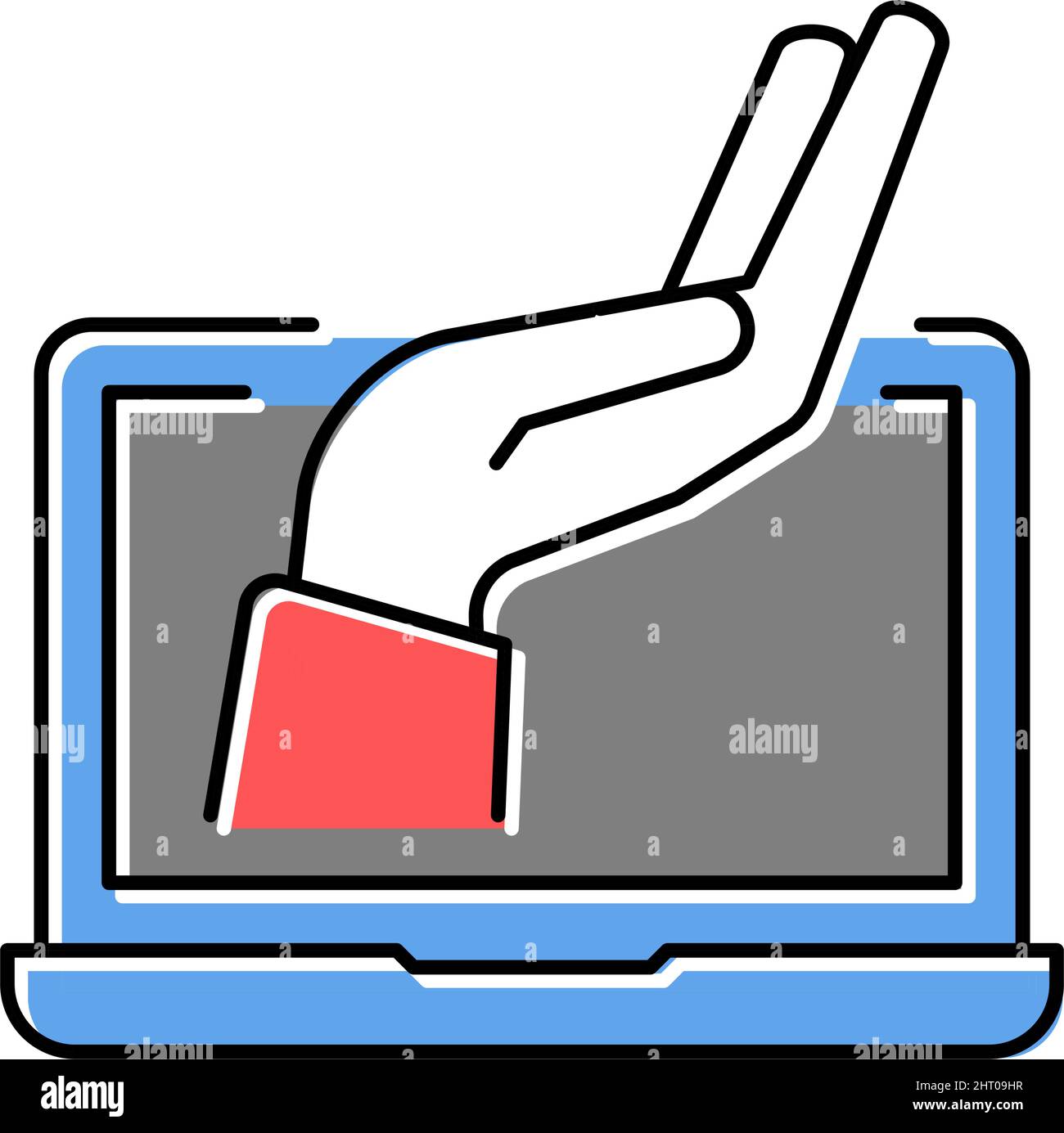 hand on laptop screen color icon vector illustration Stock Vector Image ...